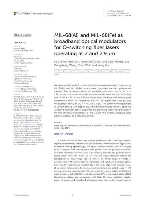 Pdf Mil 68al And Mil 68fe As Broadband Optical Modulators For Q
