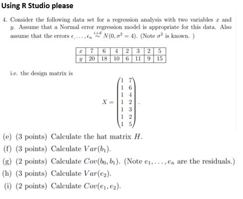 Solved Using R Studio Please 4 Consider The Following Data Chegg Com