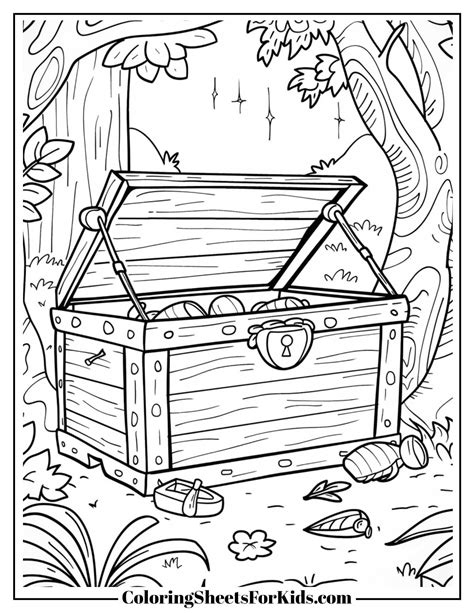 Treasure Box Coloring Sheet