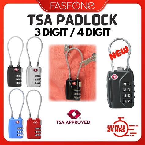 Tsa Travel Padlock Zinc Alloy Password Lock Luggage Bag Kunci Locker Steel Wire 3 Digit 4 Digit