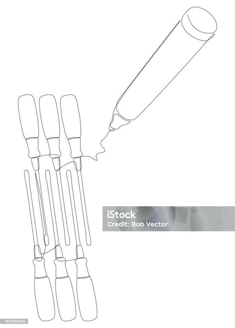 연필 펠트 펜으로 그린 스크류 드라이버의 연속 라인 가는 선 그림 벡터 개념입니다 등고선 그리기 창의적인 아이디어 Diy에 대한