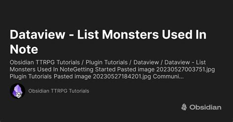 dataview list monsters used in note obsidian ttrpg tutorials