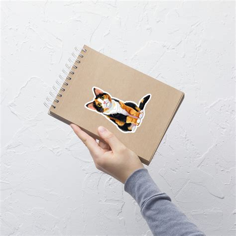 Cute Calico Cat Vinyl Sticker Adorable Kitten Decal For Water Bottles