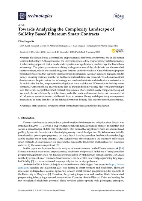 Pdf Towards Analyzing The Complexity Landscape Of Solidity Based Ethereum Smart Contracts