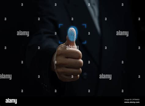 Businessman Scan Fingerprint Provides Security Access With Biometrics
