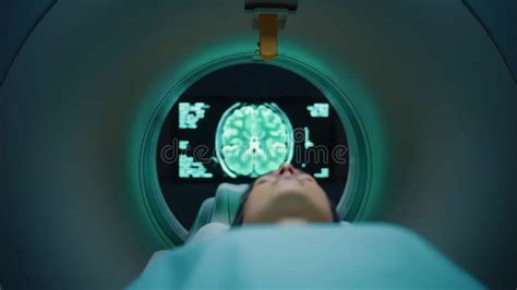Mri Brain Scan Patient Undergoing Neurological Examination High Tech Medical Imaging Stock