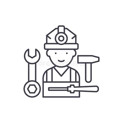 Assembly Conveyor Concept Vector Thin Line Icon Symbol Sign