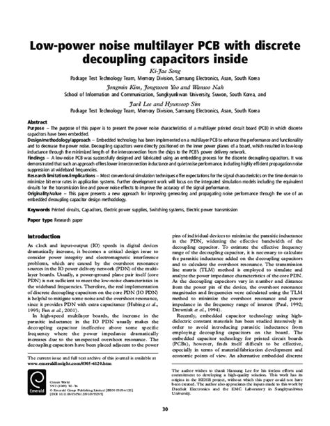 Pdf Low Power Noise Multilayer Pcb With Discrete Decoupling