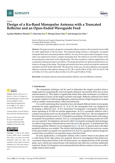 Pdf Design Of A Ku Band Monopulse Antenna With A Truncated Reflector And An Open Ended
