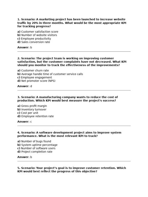 Key Performance Indicatorscenario Based Test1 Pdf