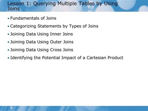 Ppt Module 4 Joining Data From Multiple Tables Powerpoint Presentation Id5791420