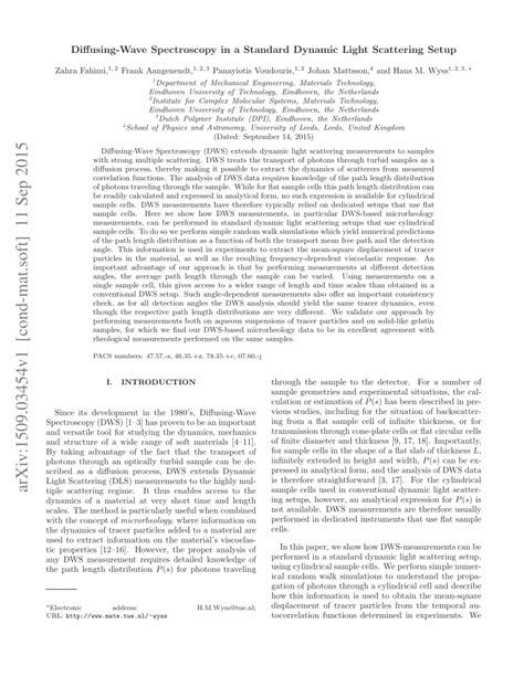 Pdf Diffusing Wave Spectroscopy In A Standard Dynamic Light