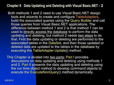 Ppt Chapter 6 Data Updating And Deleting With Visual Basicnet Powerpoint Presentation Id244533