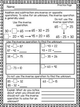 Solve For An Unknown Addition And Subtraction By Lifesaver Resources