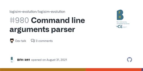 Command Line Arguments Parser · Logisim Evolution Logisim Evolution · Discussion 980 · Github