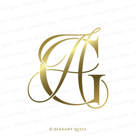Married Couple Monogram Ag Initials Logo Elegant Quill