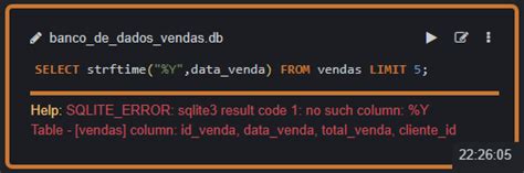 Estou Com Problemas Com O Comando Strftime Sqlite Online Análise De
