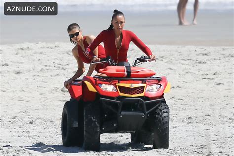 Alexandra Daddario Sexy In The A Red Swimsuit On Set Of Baywatch Aznude