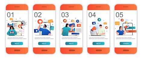 Digital Marketing Concept Onboarding Screens For Mobile App Templates