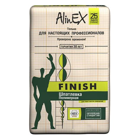 Шпатлевка AlinEx FINISH 25 кг (финишная, полимерная) — 1snab.kz эконом ...