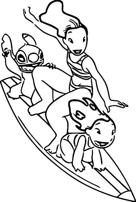 Lilo And Stitch Surfboard Coloring Page