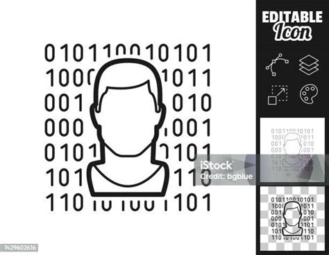 바이너리 코드가있는 남성 얼굴 디자인 아이콘입니다 쉽게 편집 가능 0에 대한 스톡 벡터 아트 및 기타 이미지 0 1 가상