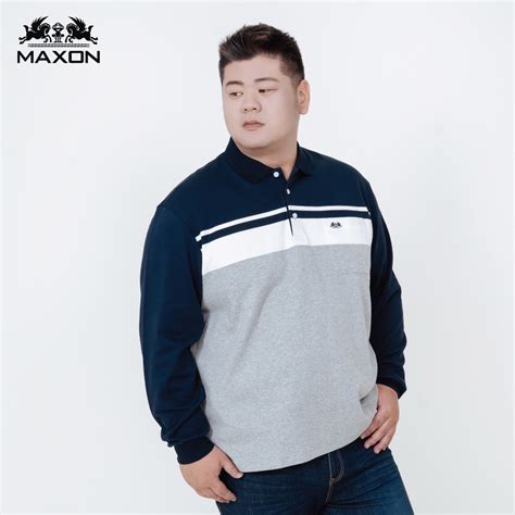 MAXON大尺碼台灣製 深藍灰白條棉柔長袖POLO衫XL 4L83806 58 免運 加大尺碼 蝦皮購物