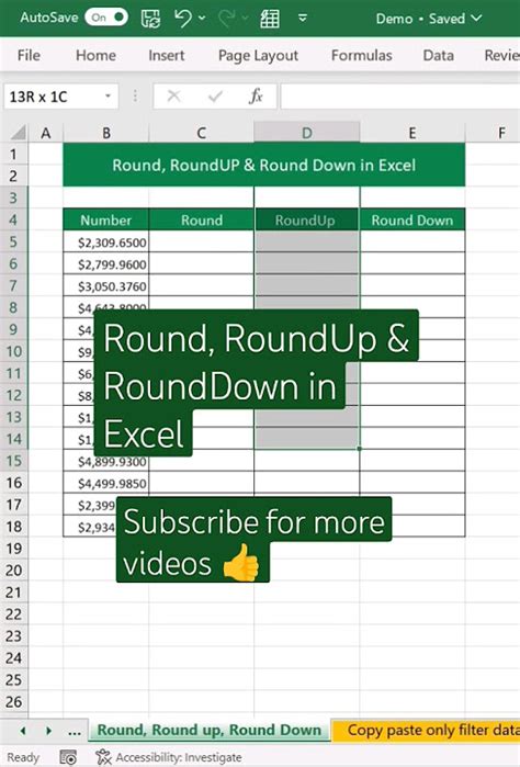Round Roundup And Rounddown Exceltutorials Youtubeshorts Shorts
