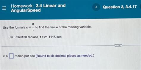 solved iii homework 3 4 linear and angularspeed question