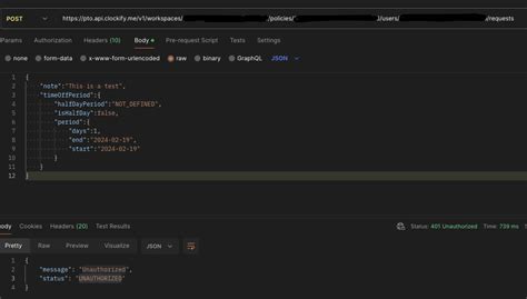 create time off request using api developers and api clockify forum