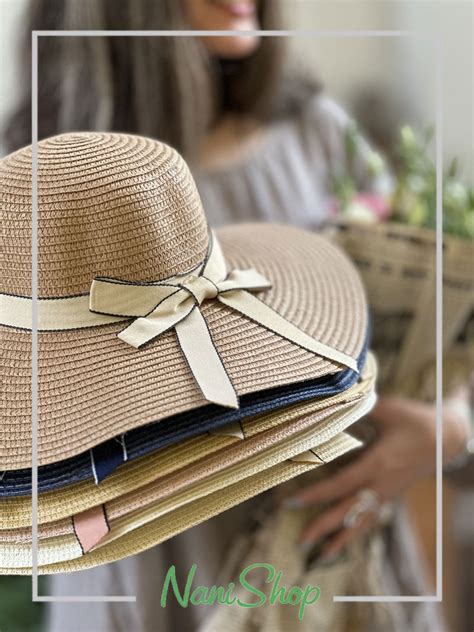 کلاه ساحلی حصیری پاپیون پارچه ای