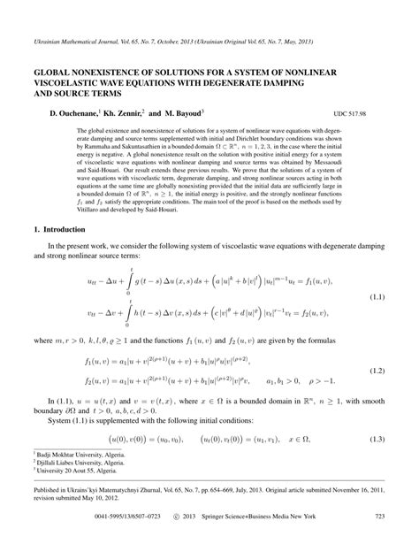 Pdf Global Nonexistence Of Solutions For A System Of Nonlinear Viscoelastic Wave Equations