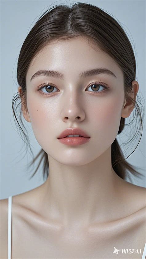 一位女孩，青春，高级感，人物肖像特写镜头，面部无遮挡，简约构图，浅色背景 3 花瓣网