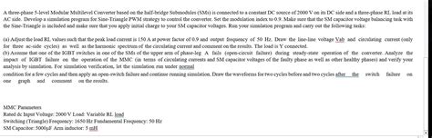 Solved A Three Phase 5 Level Modular Multilevel Converter