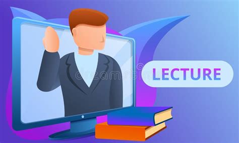 Lecture University Lesson Concept Banner Cartoon Style Stock Vector