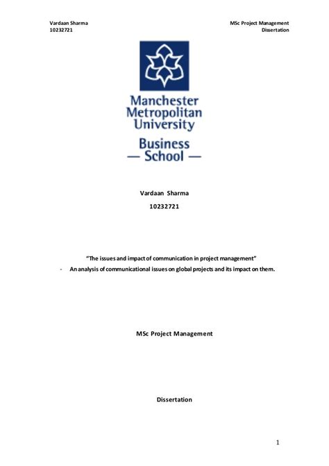 Msc Project Management Dissertation
