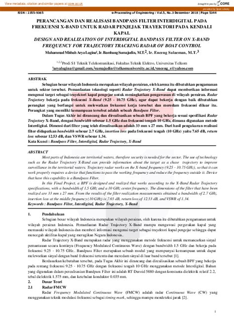 Pdf Perancangan Dan Realisasi Bandpass Filter Interdigital Pada Frekuensi X Band Untuk Radar