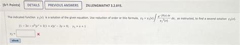 solved the indicated function y1 x is a solution of the