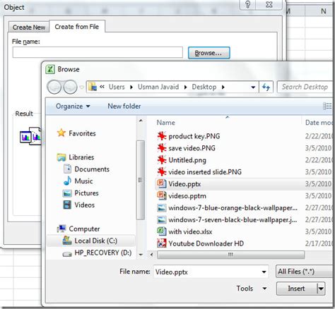 Embed Video In Excel 2010