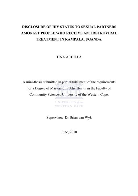 Disclosure Of Hiv Status To Sexual Partners Among People Who