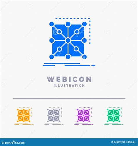 Data Framework App Cluster Complex 5 Color Glyph Web Icon Template