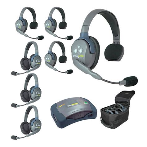 Eartec Hub4s3d Ultralite 4 Single 3 Double Hub Intercom System With 7 Headsets Batteries