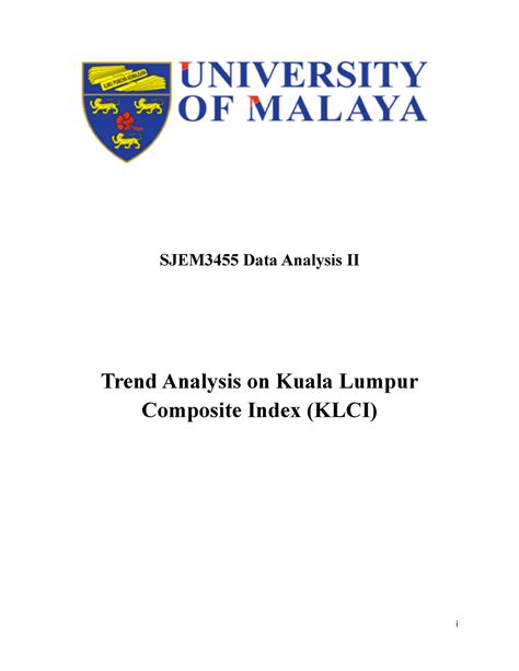 Assignment Data Analysis 2 Sjem3455 Data Analysis Ii Trend Analysis On Kuala Lumpur Composite