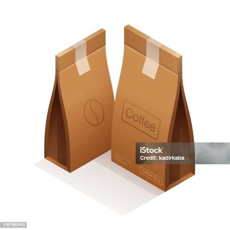 커피 콩 가방 등각 투영 아이콘과 3 차원 디자인의 벡터 그림입니다 커피 아메리카노 에스프레소 라떼 모카 카페 휴식 시간 음료 프라푸치노 프렌치 프레스 바리 스타 3차원