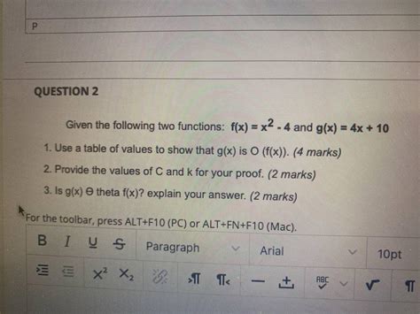 Solved QUESTION 2 Given The Following Two Functions F X Chegg Com