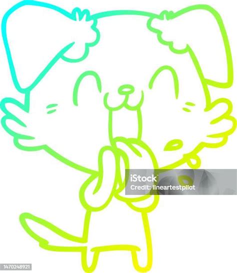 만화 헐떡이는 강아지의 차가운 그라데이션 선 그리기 개에 대한 스톡 벡터 아트 및 기타 이미지 개 귀여운 그라데이션