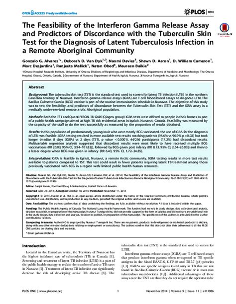 Pdf The Feasibility Of The Interferon Gamma Release Assay And Predictors Of Discordance With