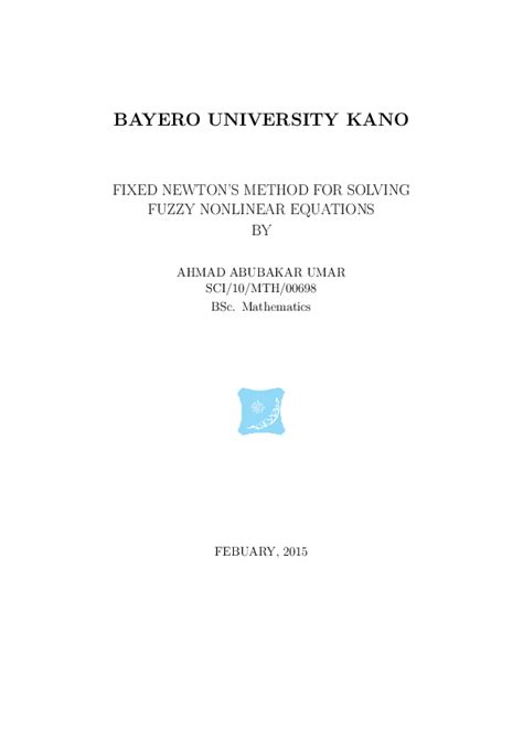Pdf Fixed Newtons Method For Solving Fuzzy Nonlinear Equations