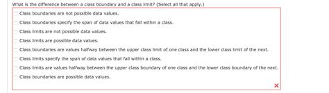 Solved What Is The Difference Between A Class Boundary And A Solved What Is The Difference Between A Class Boundary And A