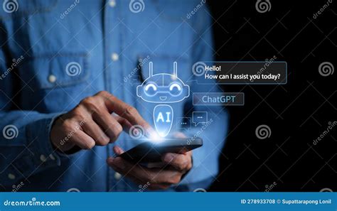 Chatgpt With Ai Artificial Intelligence Man Using A Smartphone Chatting With An Intelligent